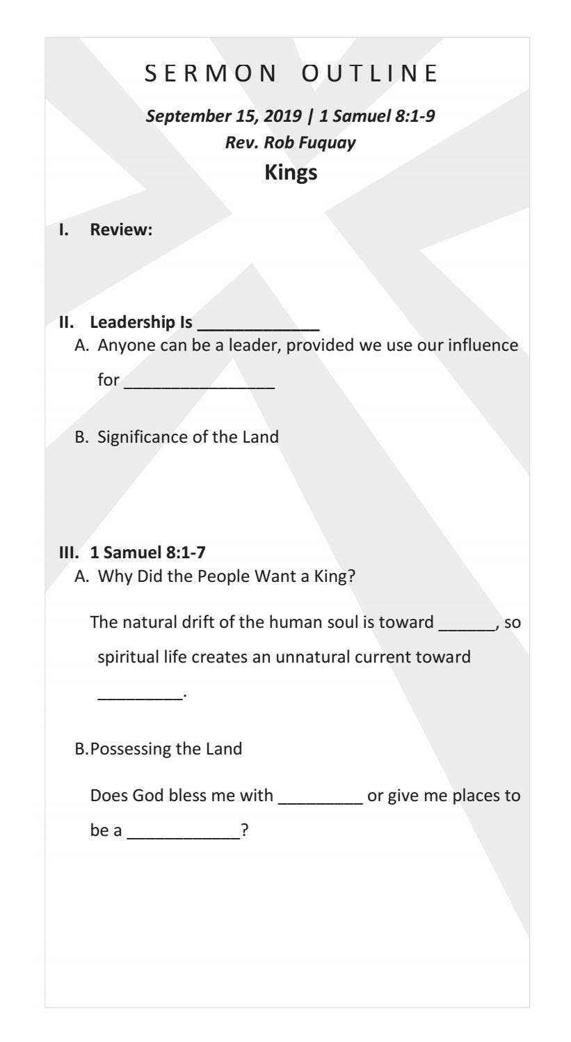 September 15, 2019__Sermon Outline for Rev. Rob Fuquay by St. Luke's ...
