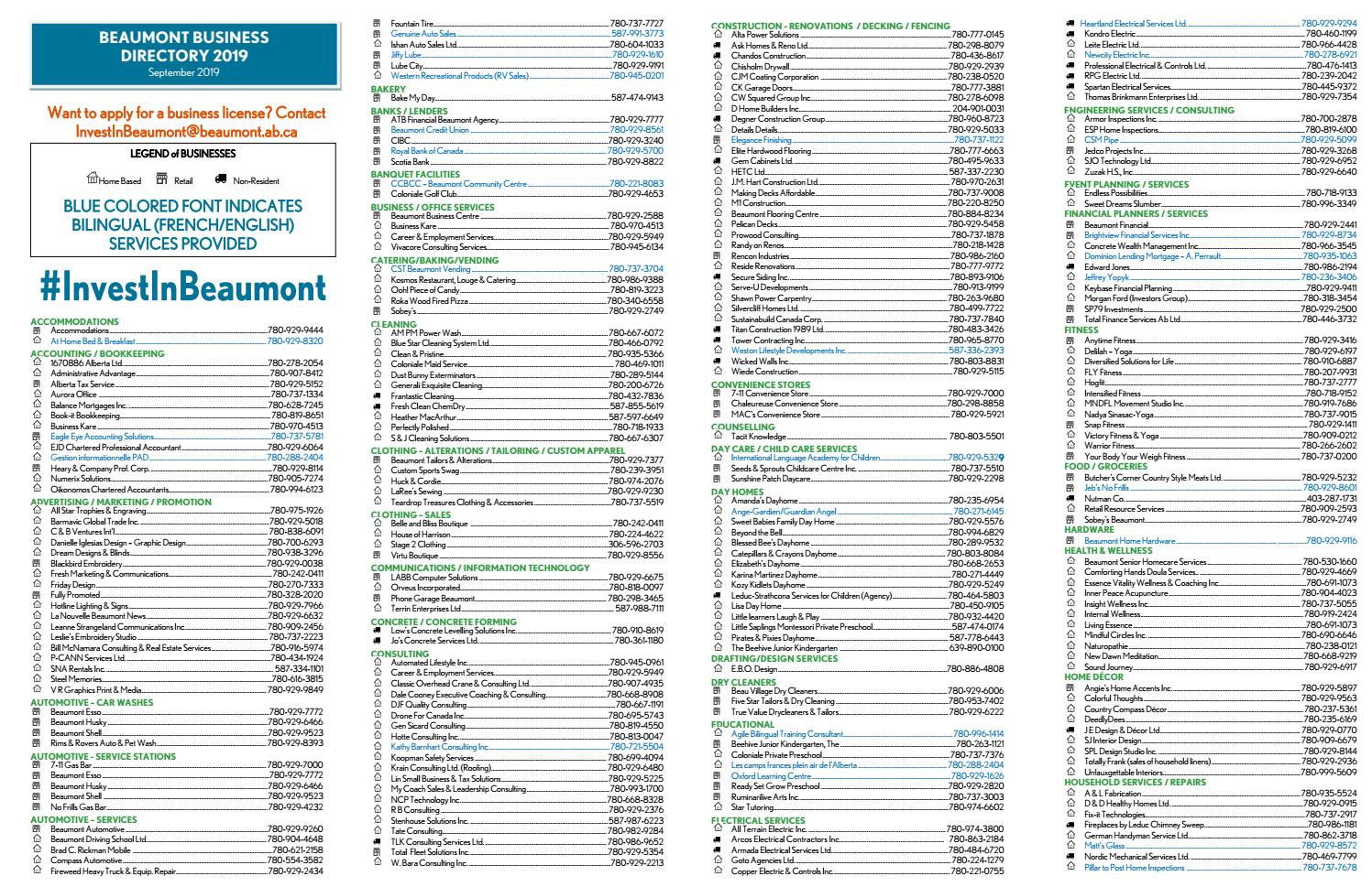 Beaumont Business Directory 2019 by Beaumont-Alberta - Issuu