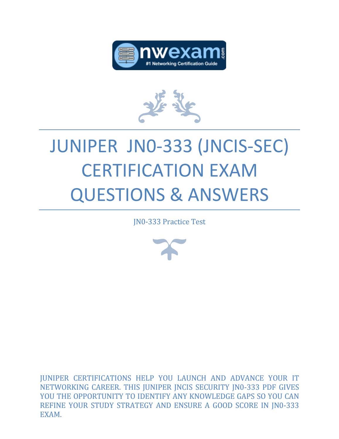 Juniper JN0-333 (JNCIS-Sec) Certification Exam Questions & Answers by ...
