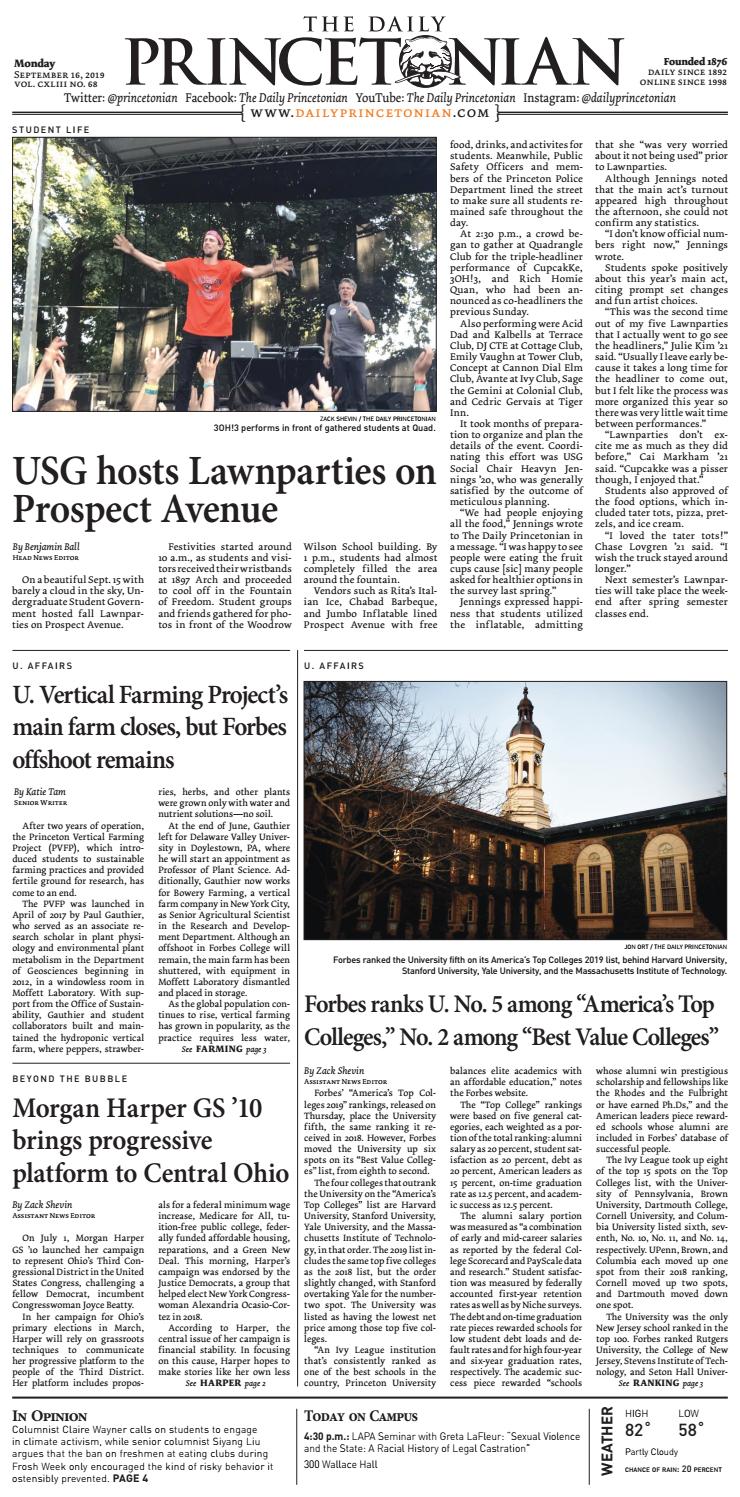 Daily Princetonian: September 16, 2019 by The Daily Princetonian - Issuu