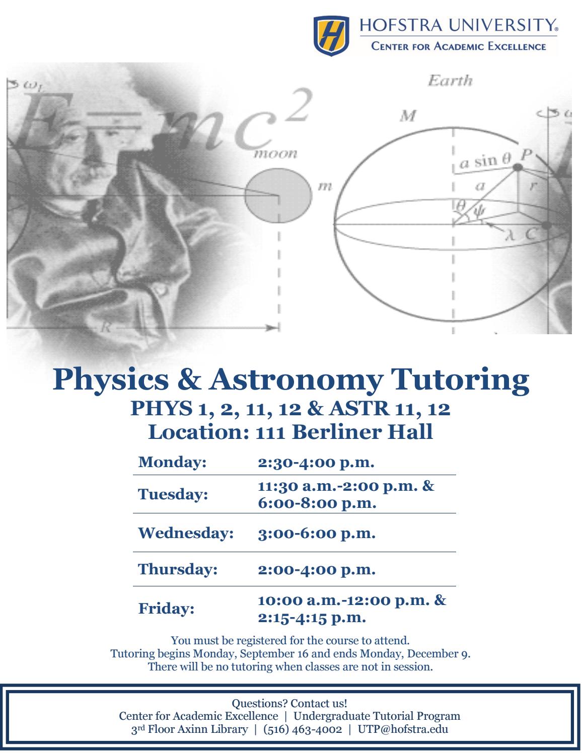 Physics & Astronomy Tutoring by Hofstra University - Issuu