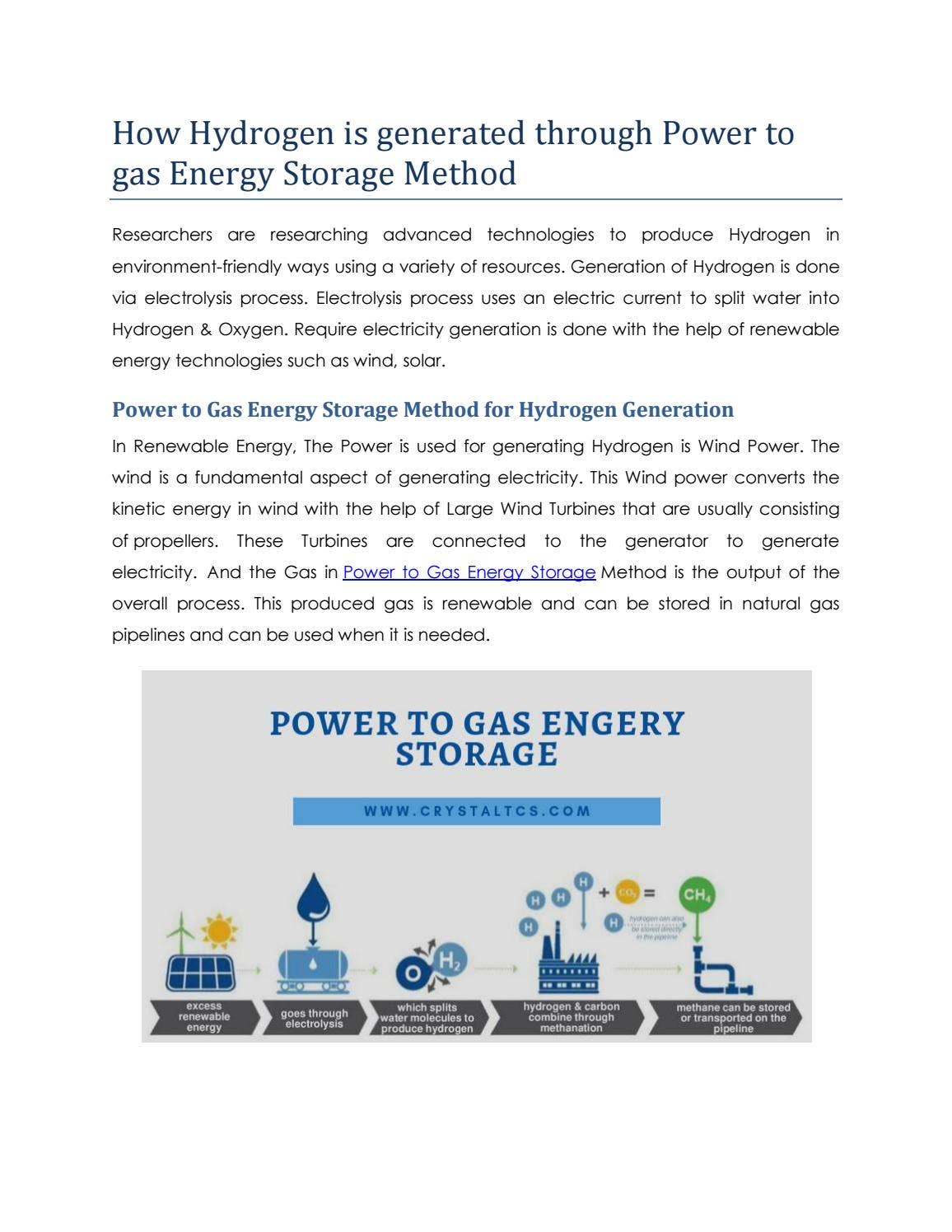 How Hydrogen is generated through Power to gas Energy Storage Method by ...