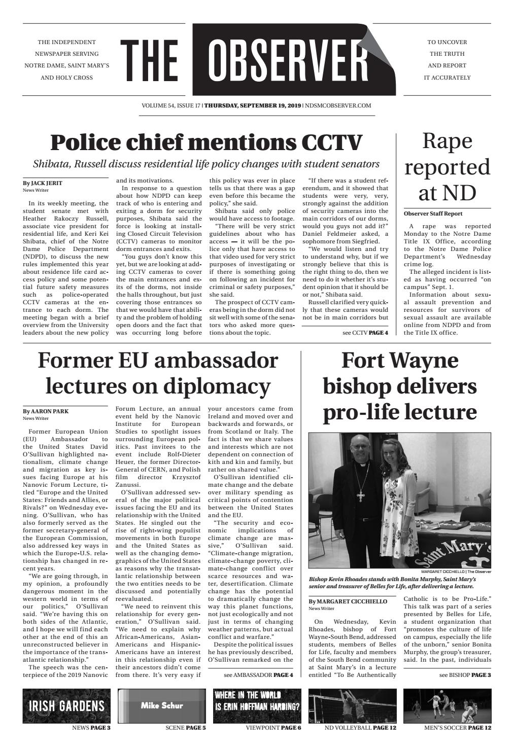 The Observer for Thursday, September 19, 2019 by The Observer - Issuu