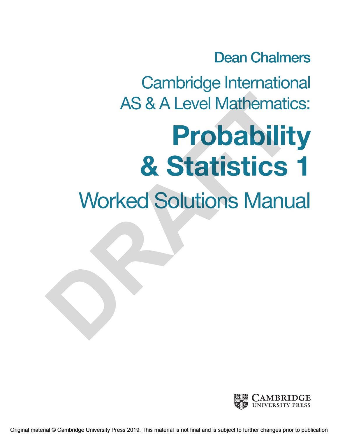 Probability and Statistics 1 sample by Cambridge International ...