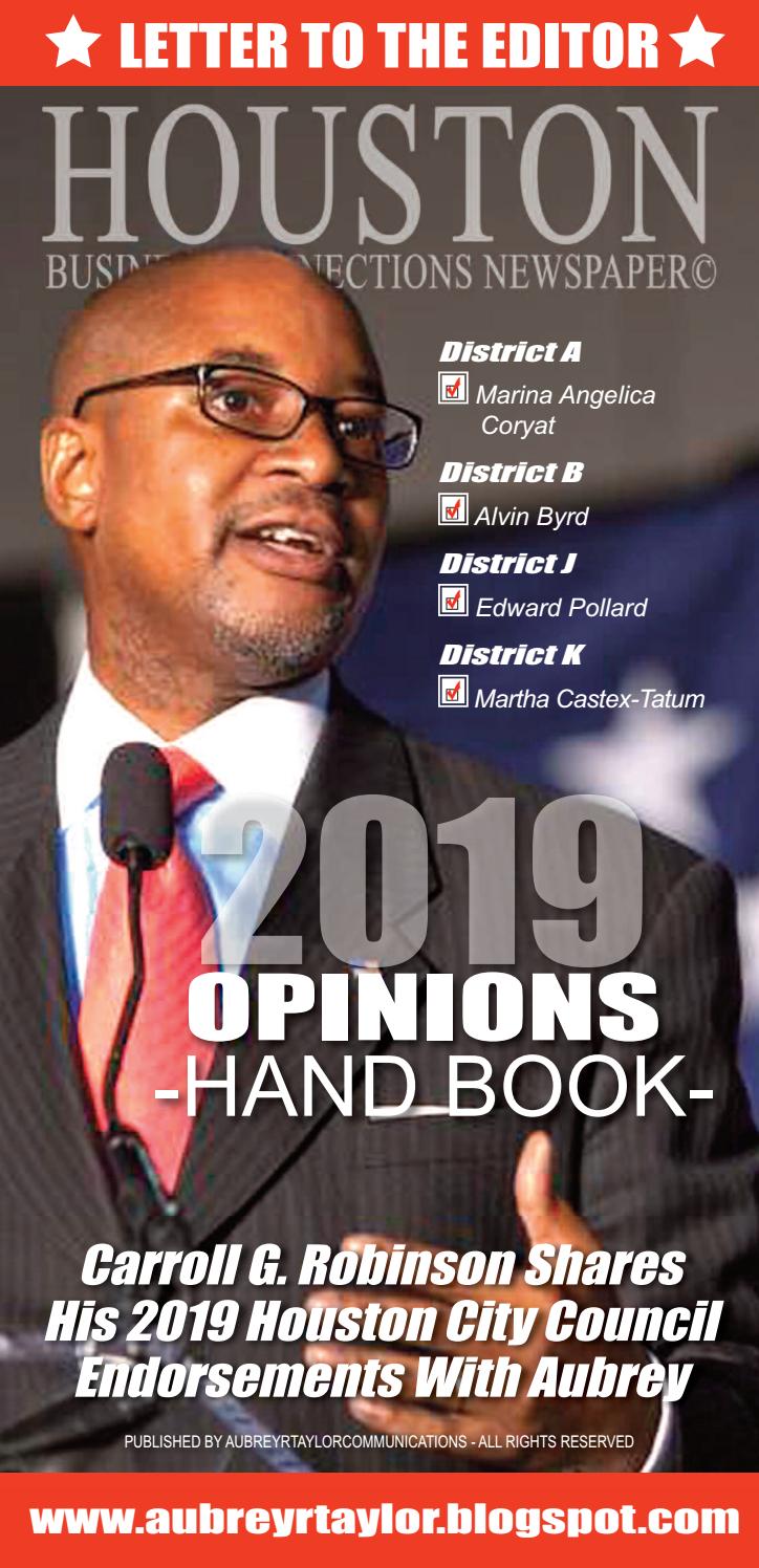 Carroll G. Robinson Shares His 2019 Houston City Council Endorsement by ...