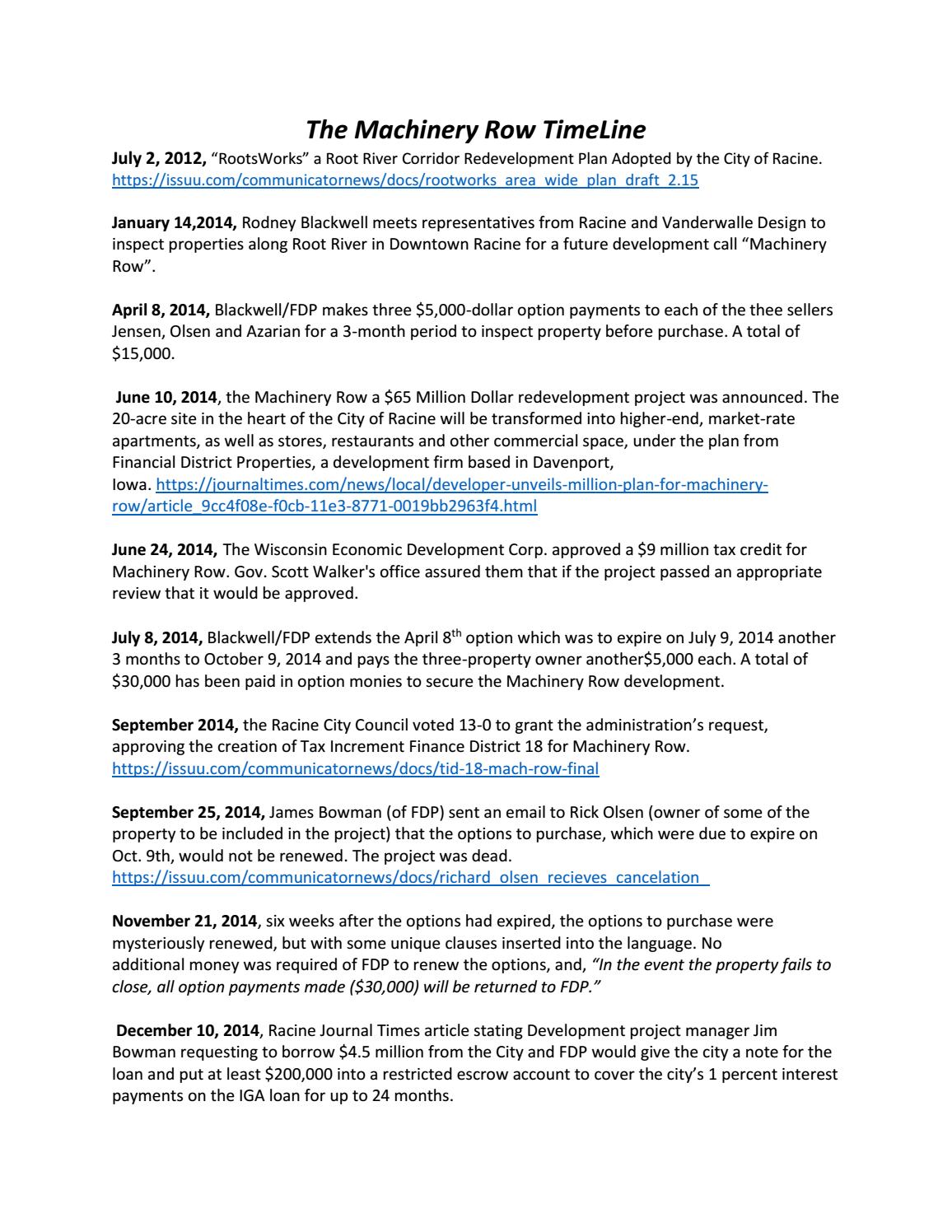 Machinery Row Timeline by Communicator News - Issuu