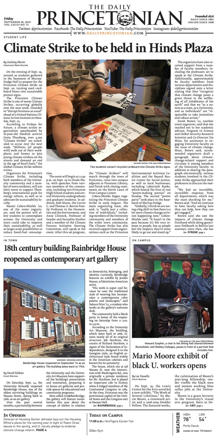 The Daily Princetonian: September 20, 2019 by The Daily Princetonian ...