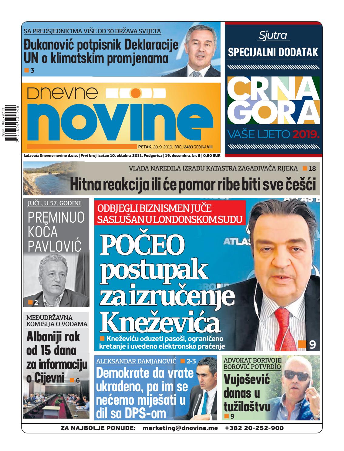 Dnevne novine 20. septembar 2019. by Dnevne Novine - Issuu