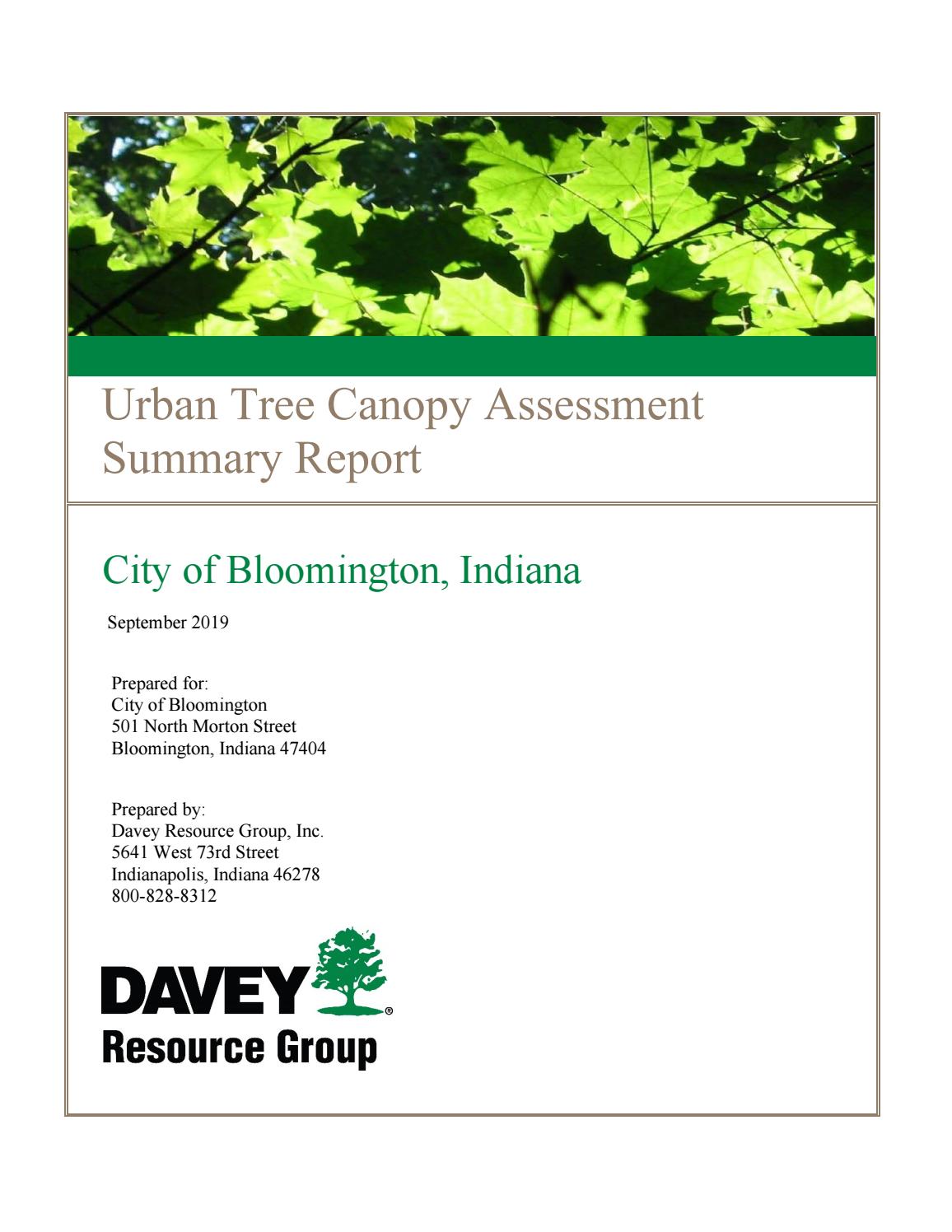 Bloomington Tree Canopy Summary Report, September 2019 by Bloomington ...