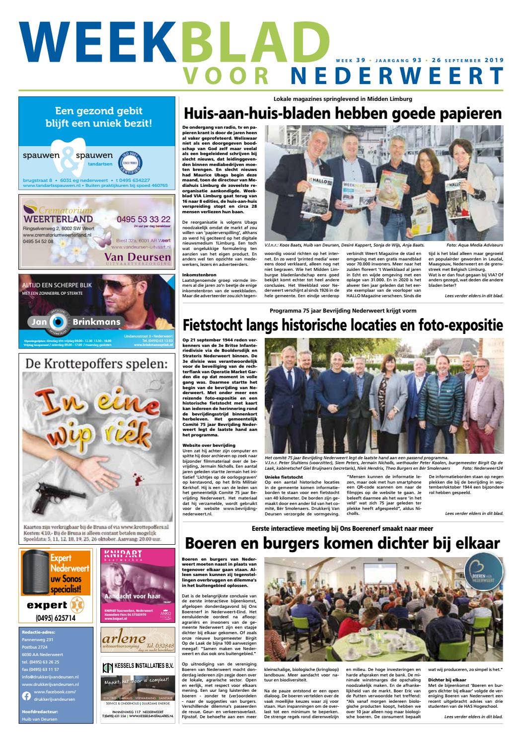 Week 39 2019 by Weekblad Nederweert - Issuu