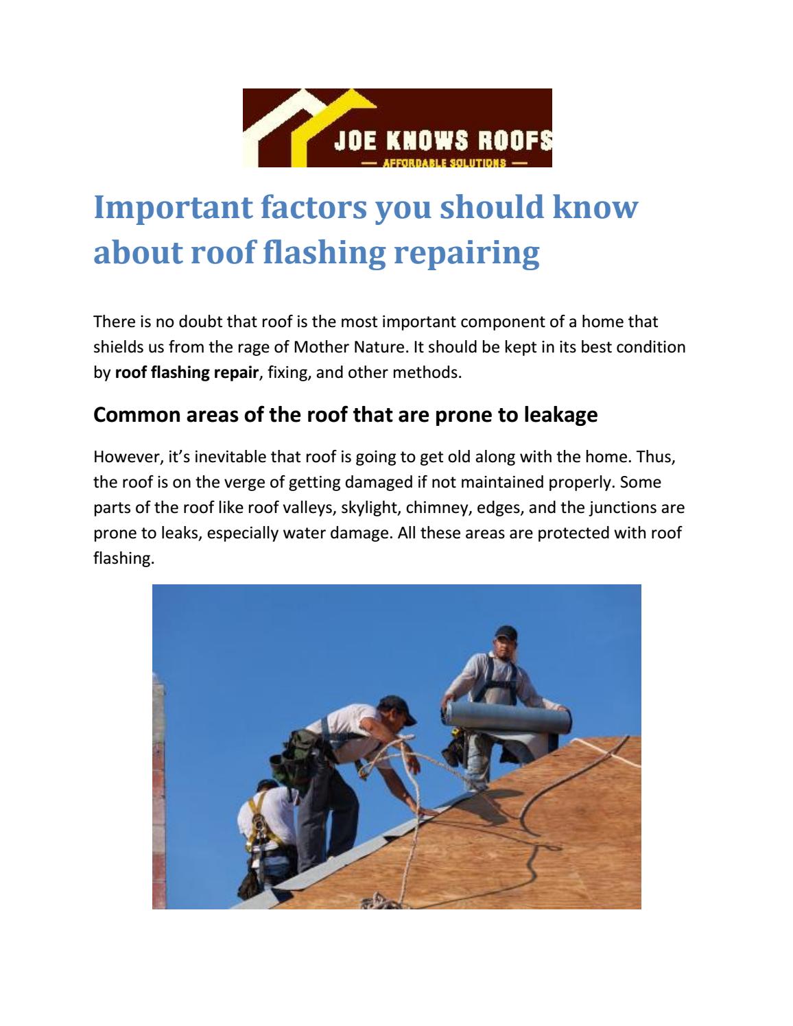Important factors you should know about roof flashing repairing by ...