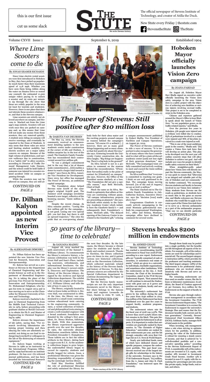 [The Stute] September 6, 2019 (Issue 1, CXVII) by The Stute - Issuu