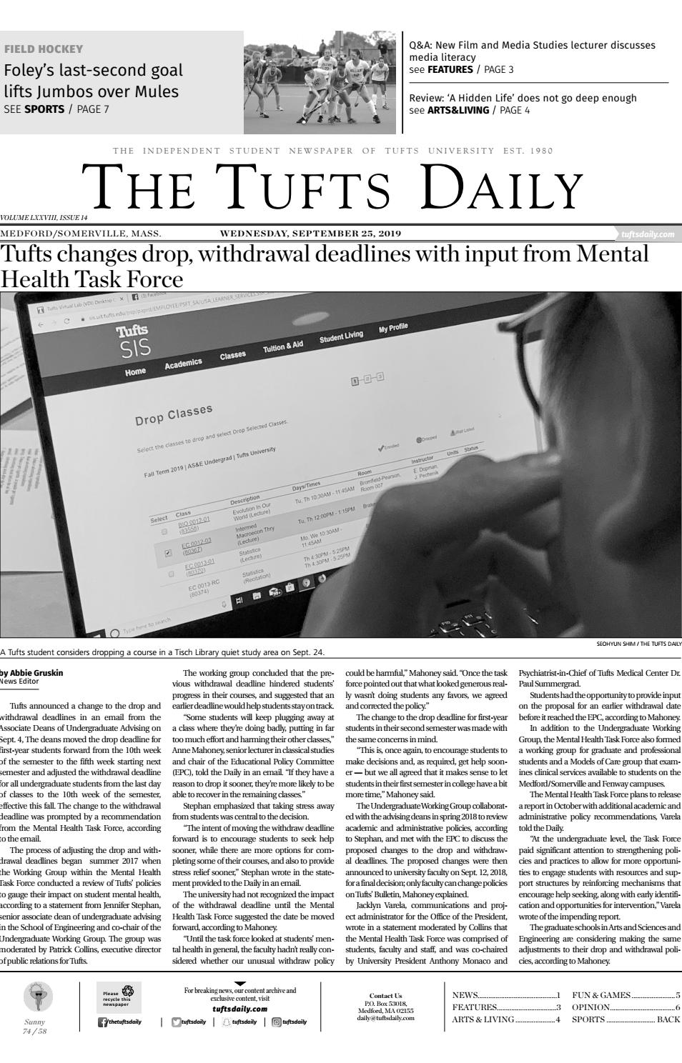 The Tufts Daily - September 25, 2019 by The Tufts Daily - Issuu