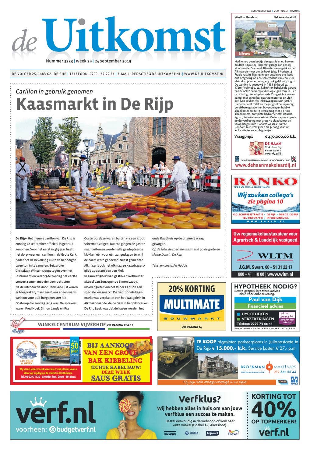 De Uitkomst, week 39 2019 by Uitgeverij De Uitkomst - Issuu