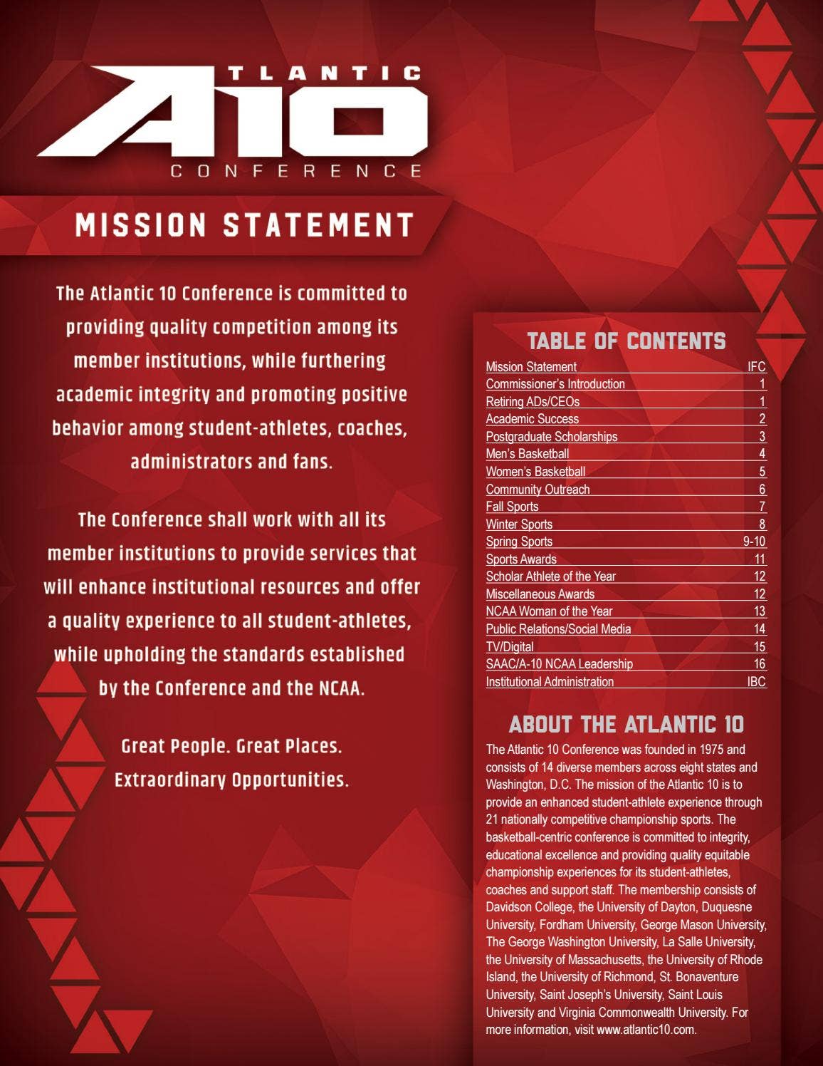 2018-19 Atlantic 10 Conference Annual Report by Atlantic 10 Conference ...