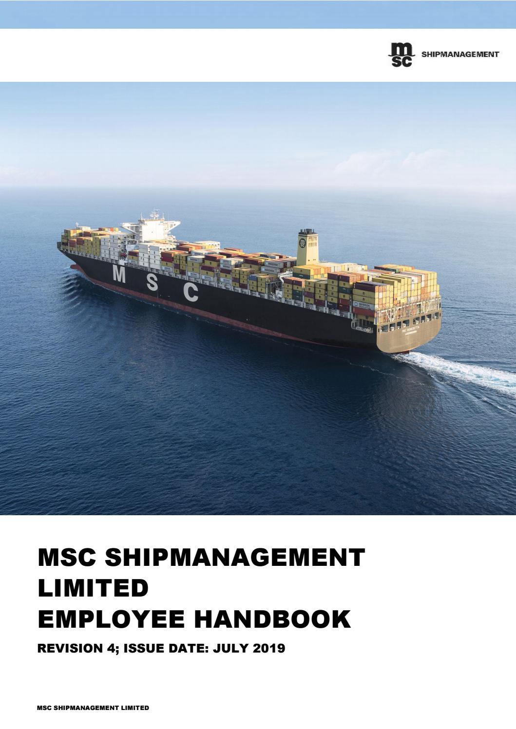 Revised handbook july 2019 by MSC Shipmanagement Limited - Issuu
