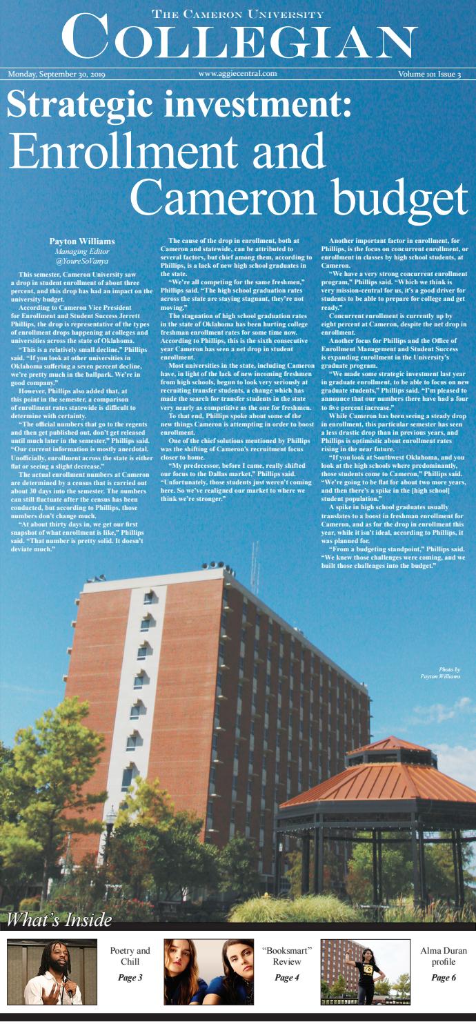 The Cameron Collegian - September 30, 2019 by Cameron University ...