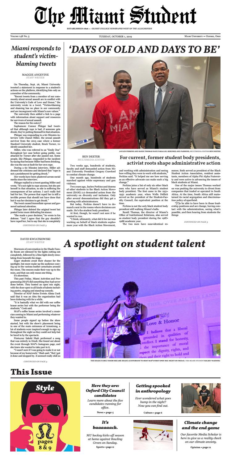 The Miami Student | October 1, 2019 by The Miami Student - Issuu