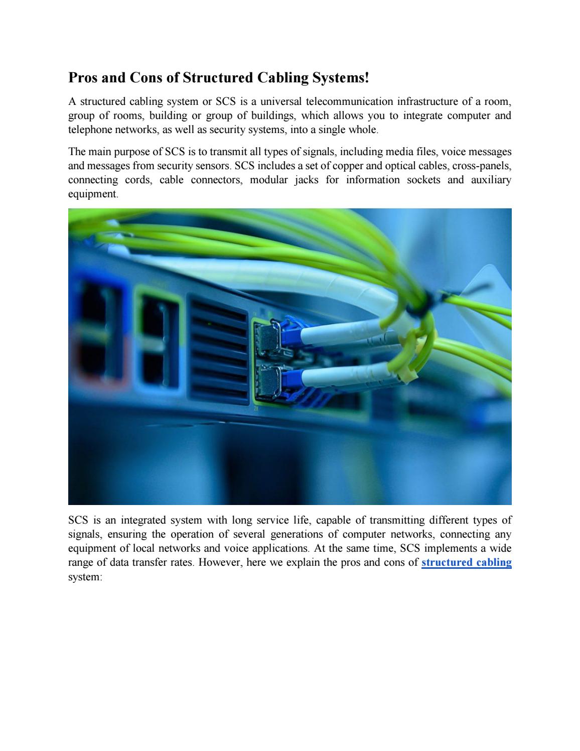 Pros and Cons of Structured Cabling Systems! by Fixtel - Issuu