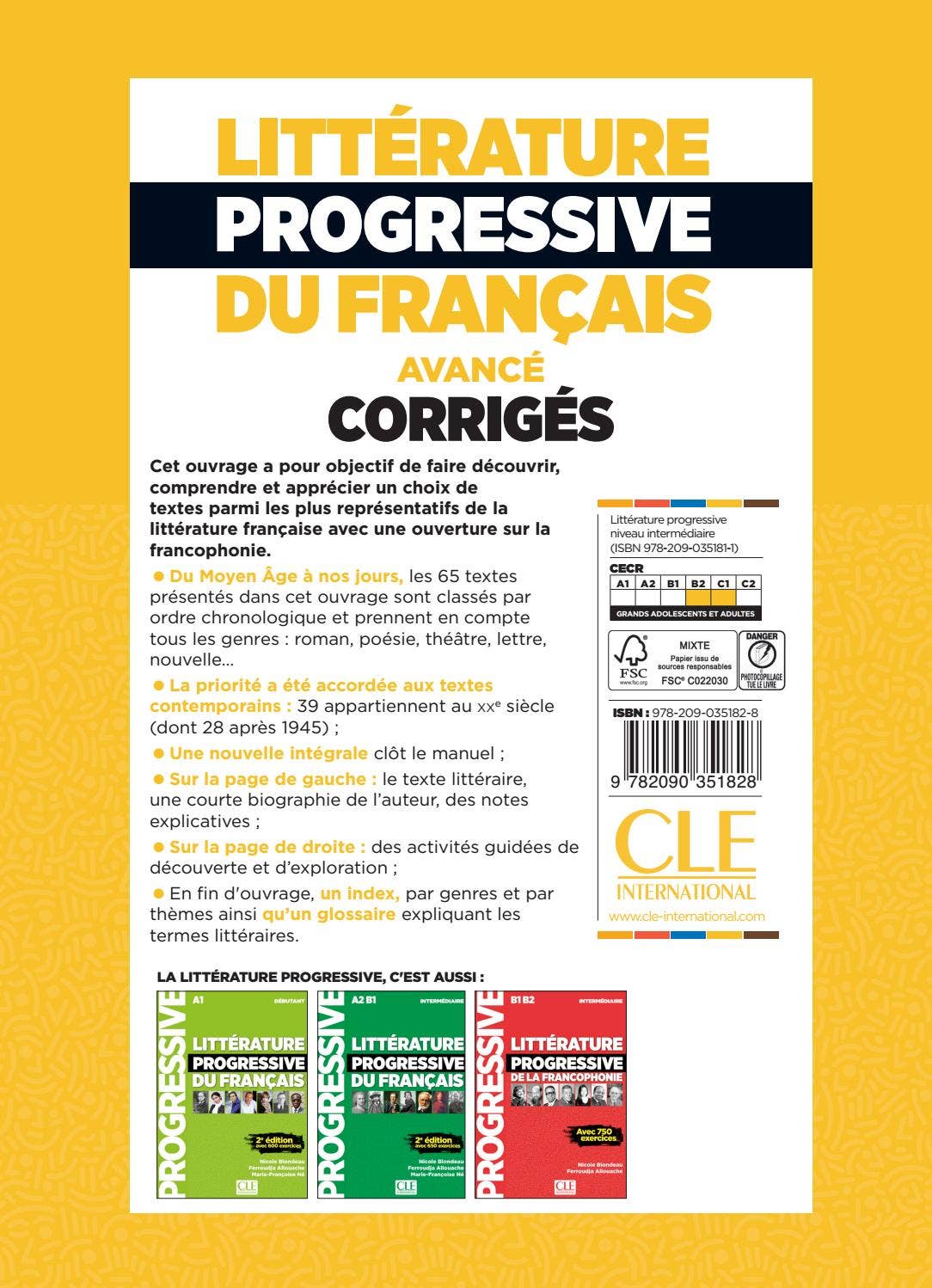 Littérature progressive du français - Niveau avancé - Corrigés ...