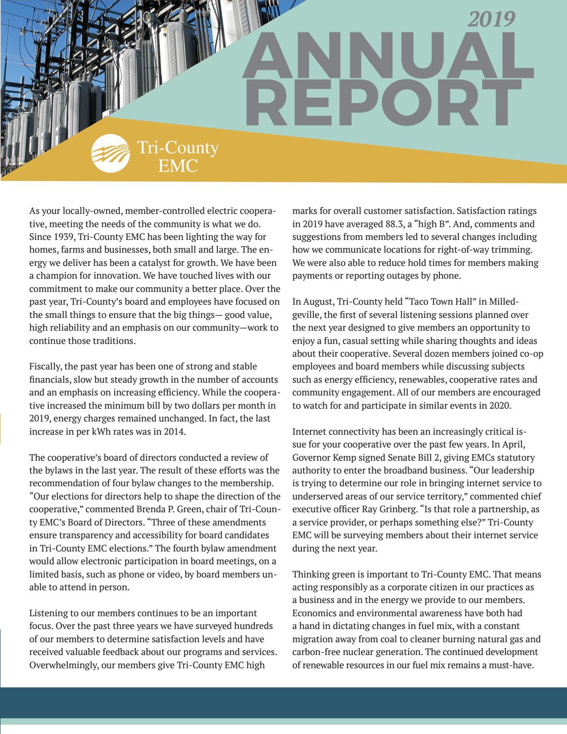 2019 Annual Report by Tri-County EMC - Issuu