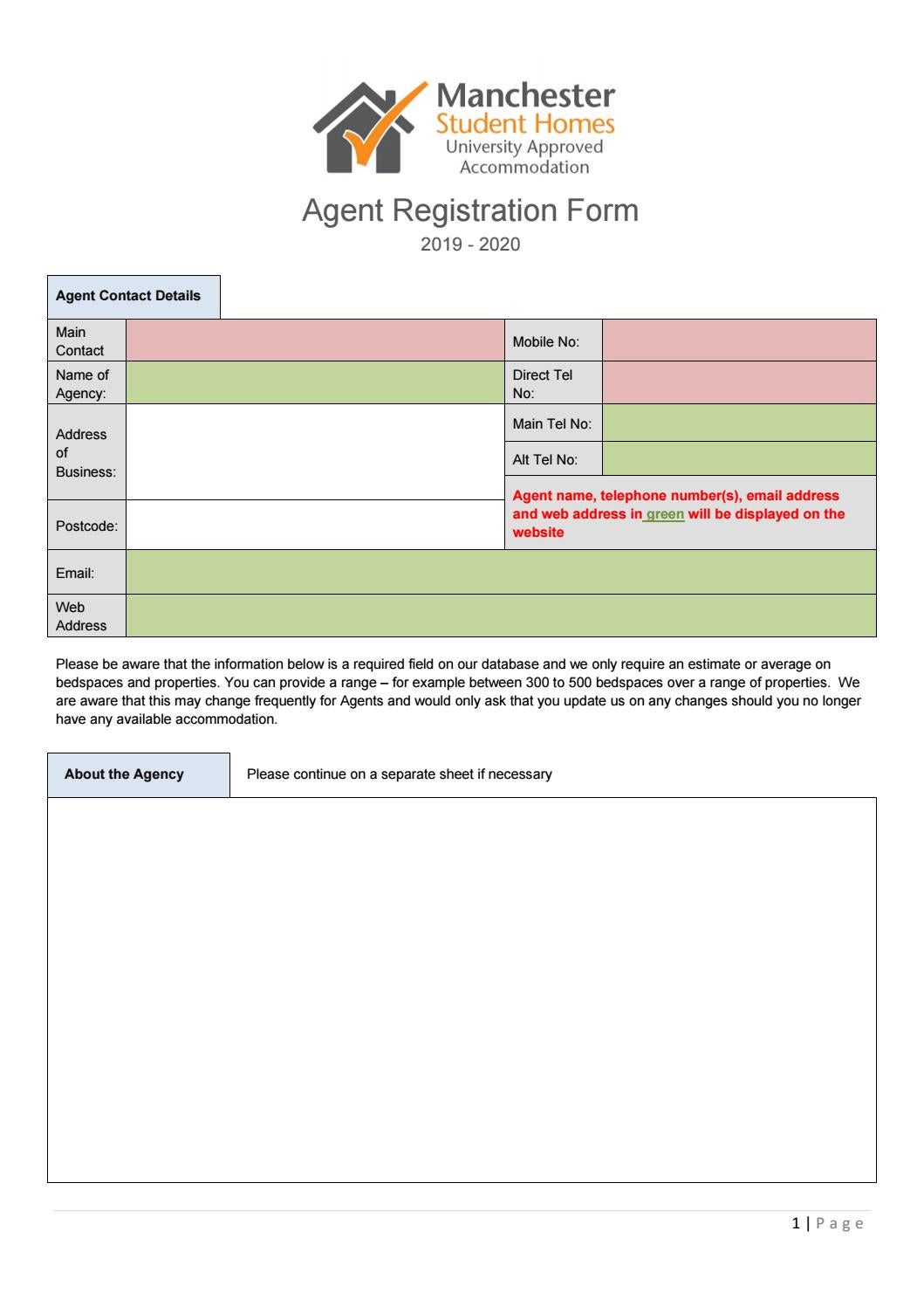 Agent Registration Form by Manchester Student Homes - Issuu