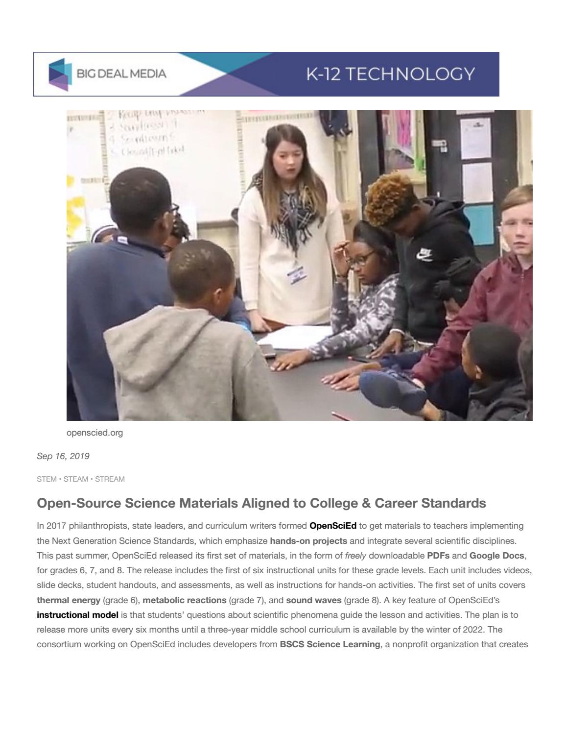 Open-Source Science Materials Aligned to College & Career Standards by ...