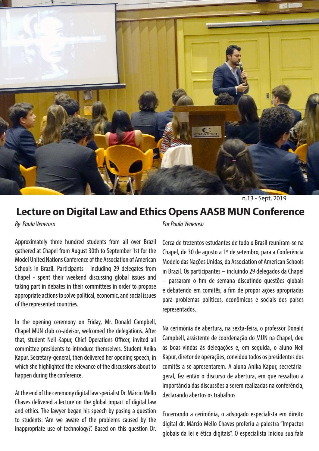 Flyer MUN AASB n.13 September 2019 by Chapel School - Issuu