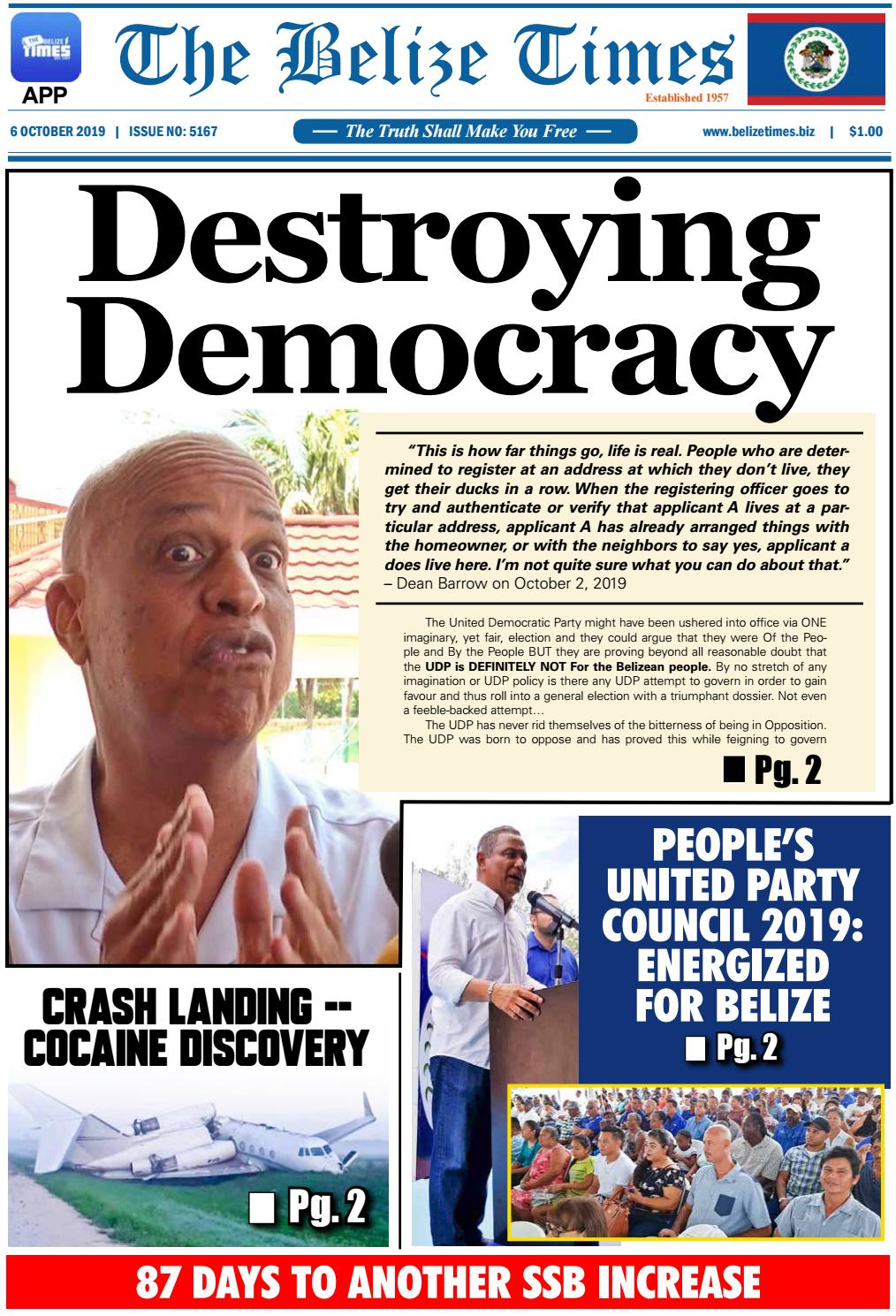 Belize Times October 6, 2019- Destroying Democracy by Belize Times ...