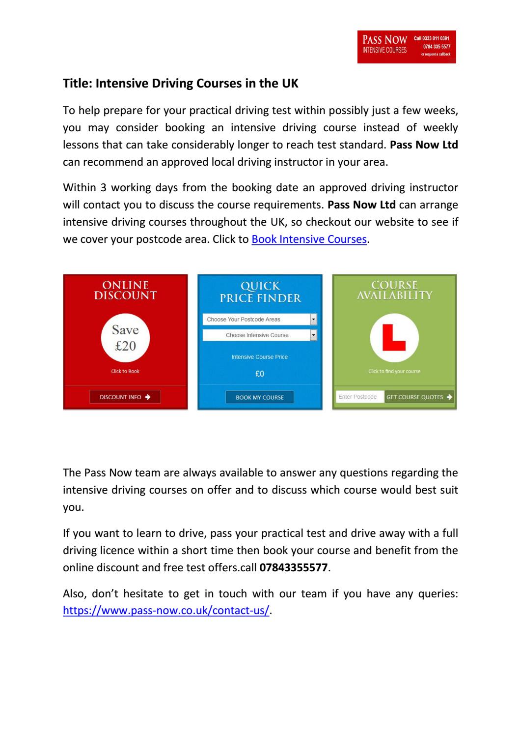 Intensive Driving Courses in the UK-Pass Now Ltd by Pass Now - Issuu