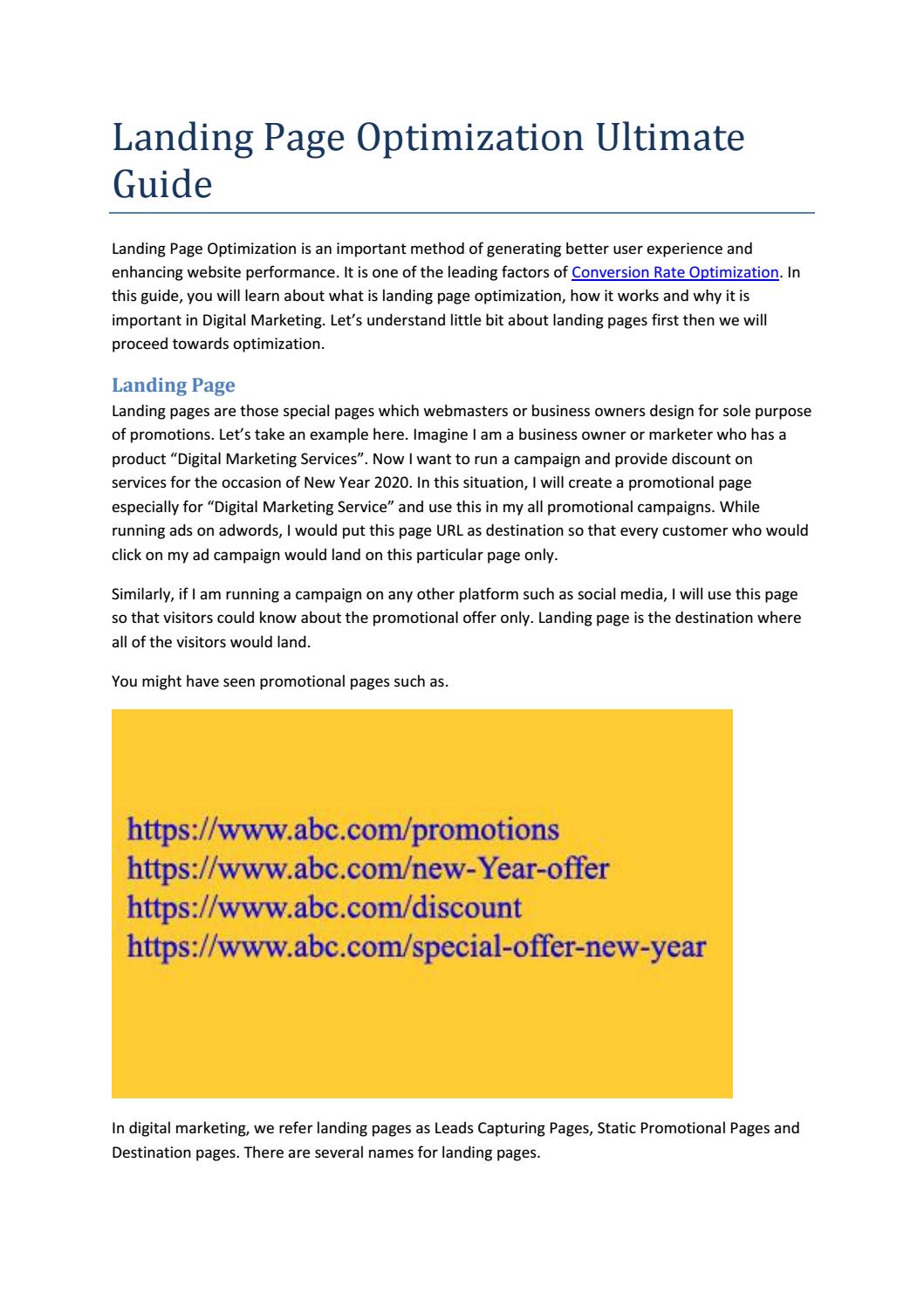 Landing Page Optimization Ultimate Guide By TheSEOGuy By Theseoguyindia 