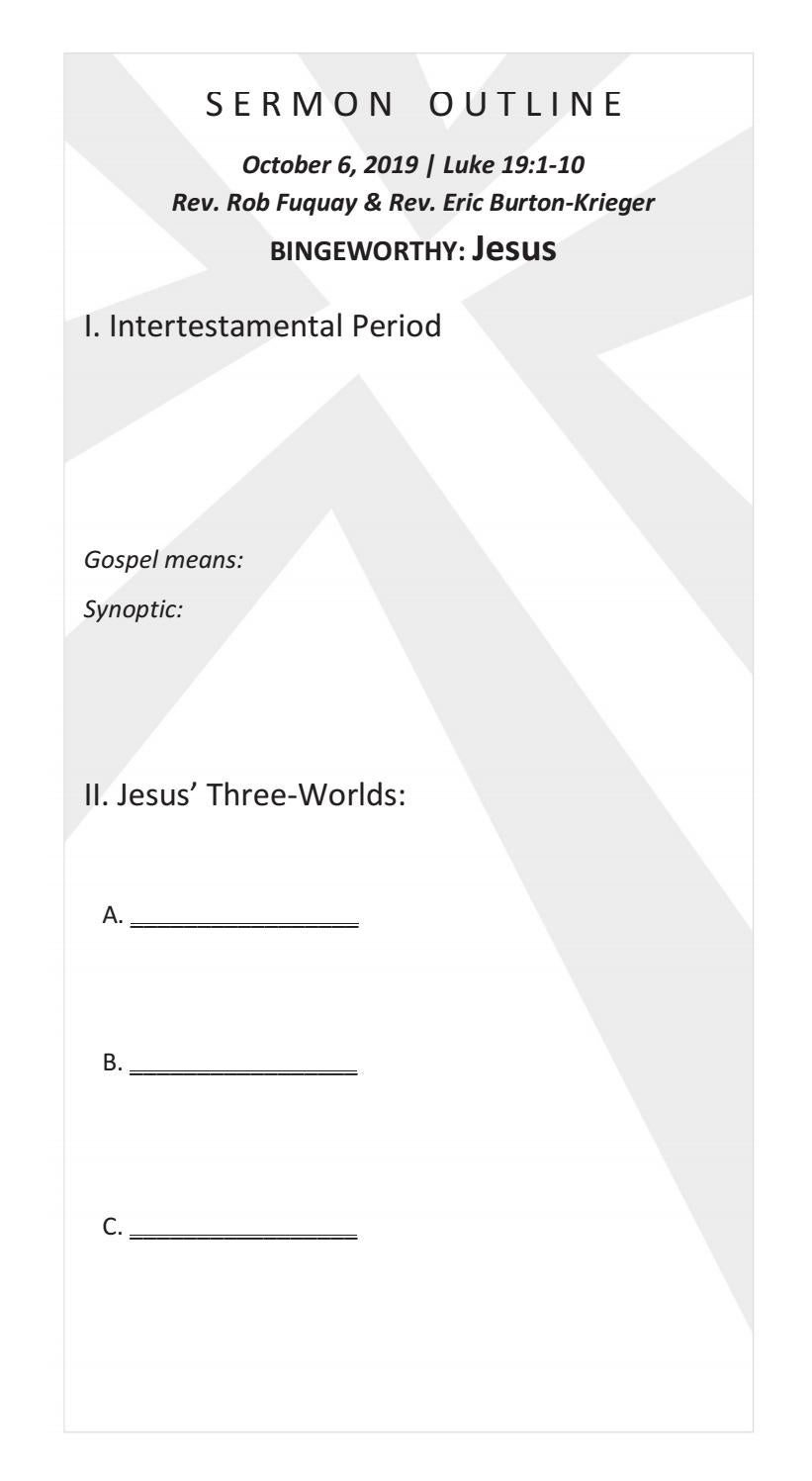 October 6, 2019__Sermon Outline for Rev. Rob Fuquay by St. Luke's UMC ...