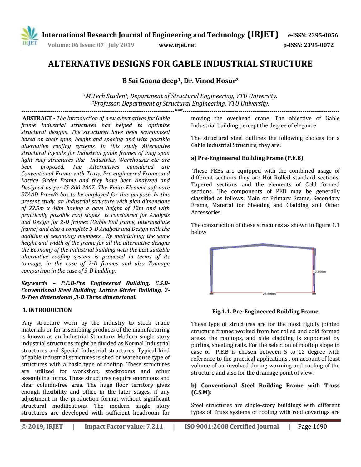 IRJET- Alternative Designs for Gable Industrial Structure by IRJET ...