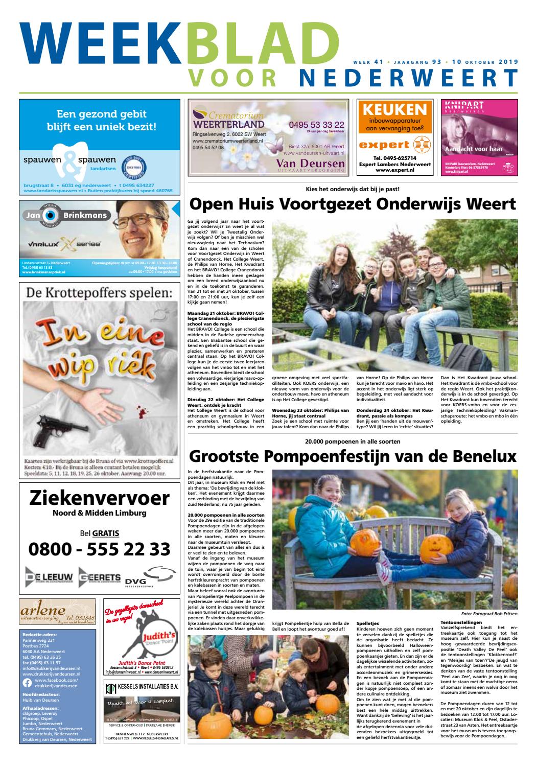Week 41 2019 by Weekblad Nederweert - Issuu