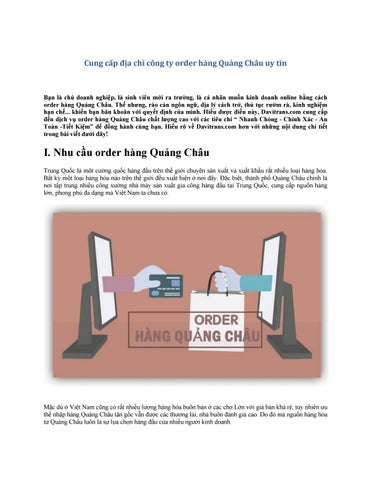 Cung cấp địa chỉ công ty order hàng Quảng Châu uy tín by Davitrans.com ...