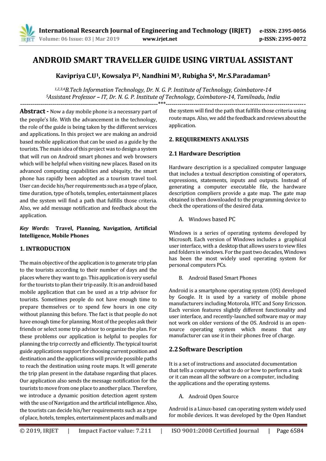 IRJET- Android Smart Traveller Guide using Virtual Assistant by IRJET Journal - Issuu