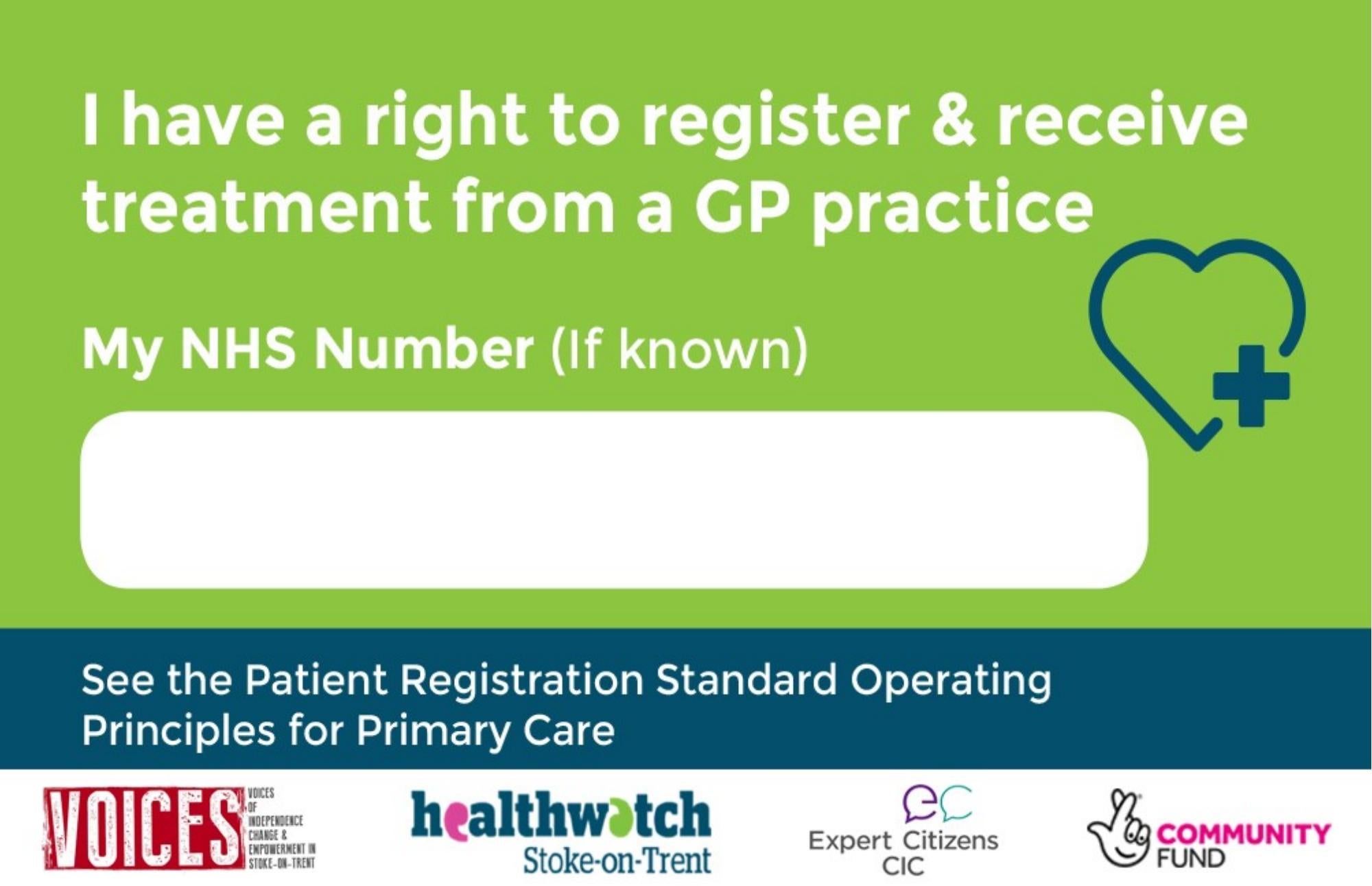 I have a right to register & receive treatment from a GP practice card ...