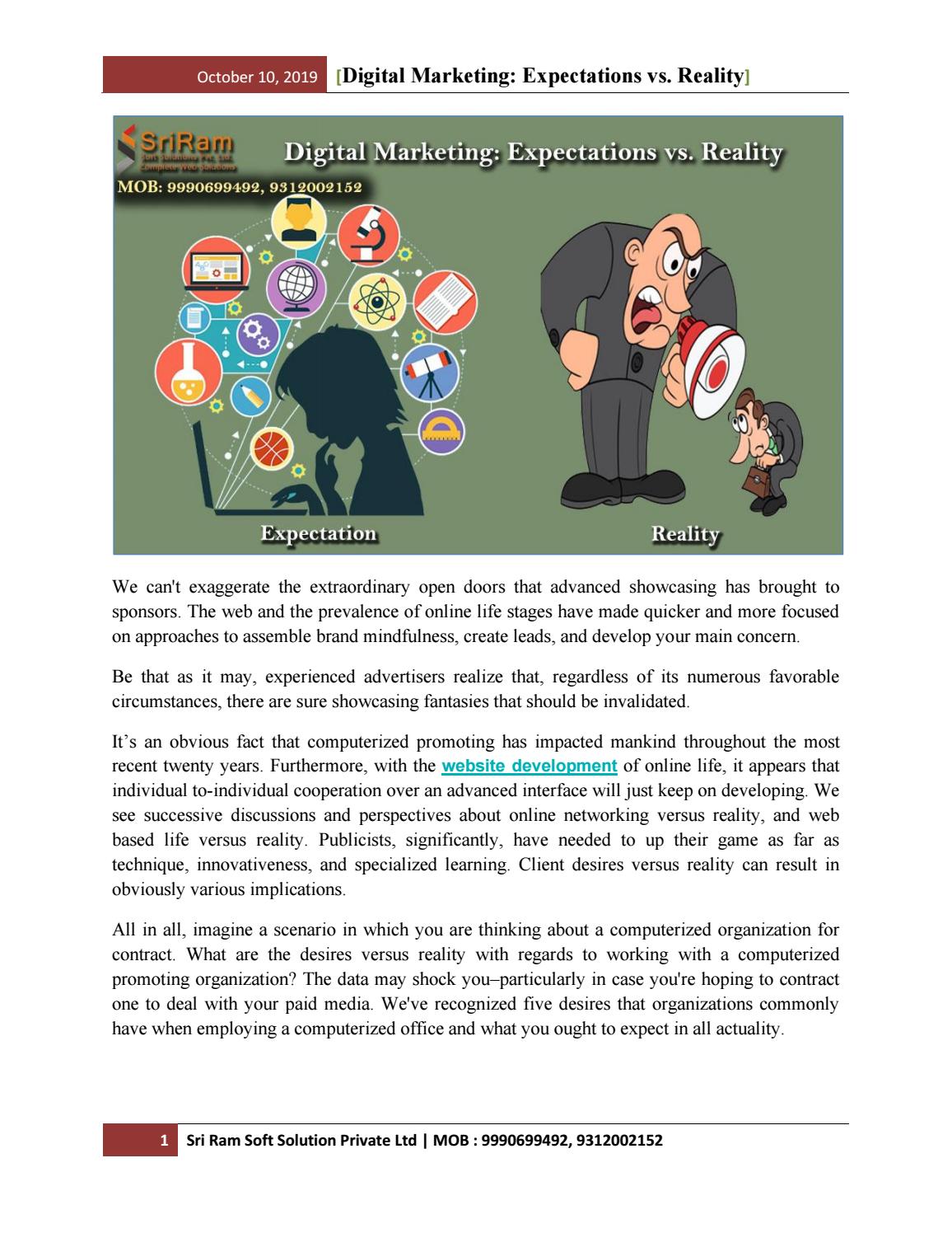 Digital Marketing Expectations vs. Reality by website designing in ...