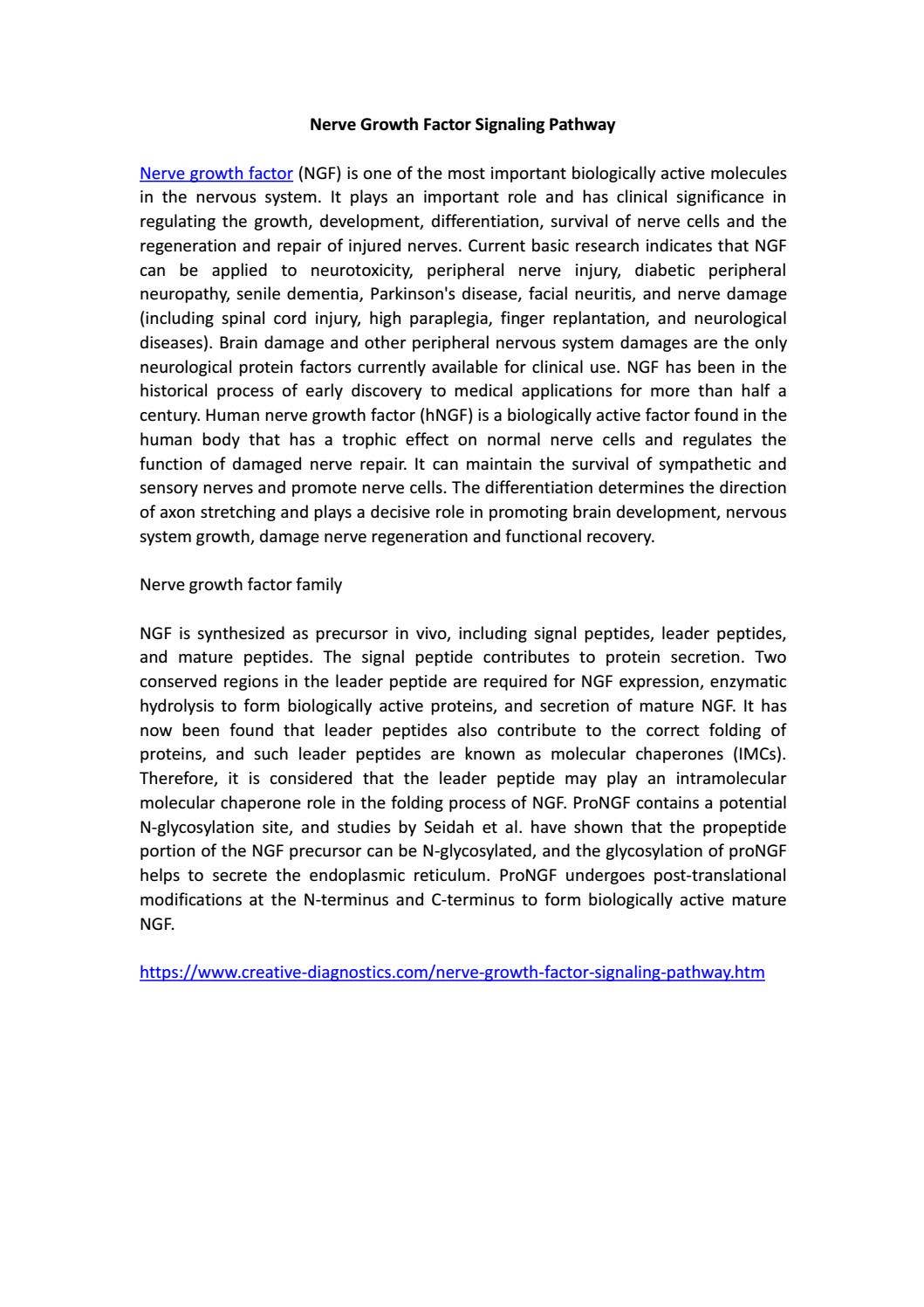 Nerve Growth Factor Signaling Pathway by Creative Diagnostics - Issuu