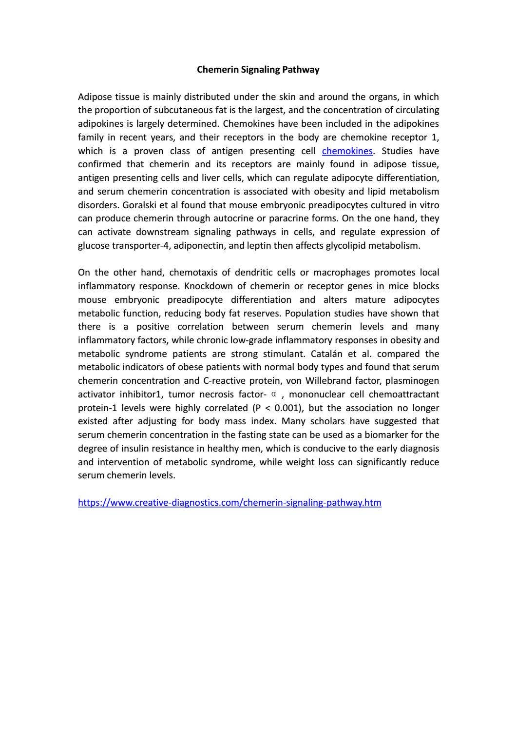 Chemerin Signaling Pathway by Creative Diagnostics - Issuu