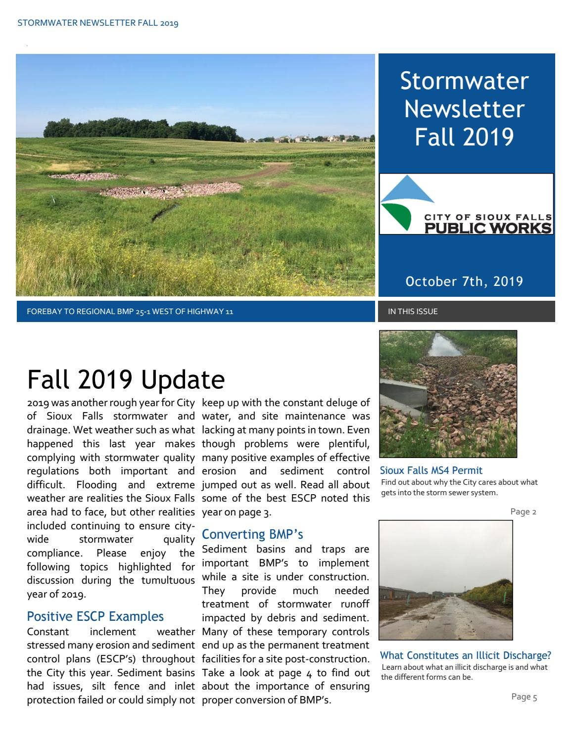 Stormwater Newsletter Fall 2019 by City of Sioux Falls - Issuu