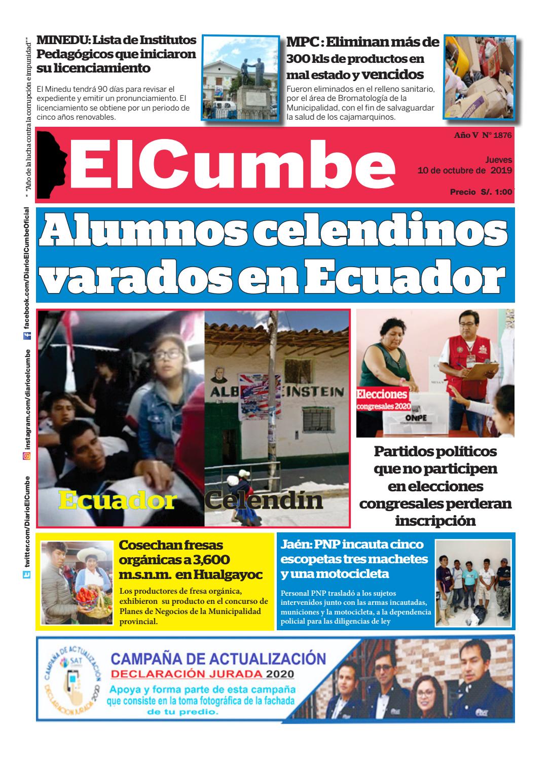 Diario El Cumbe 10 octubre 2019 by Diario El Cumbe - Issuu
