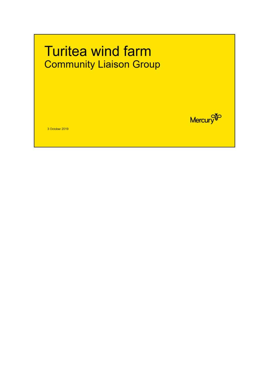 Turitea Wind Farm Community Liaison Group 3 Oct 2019 by Mercury - Issuu