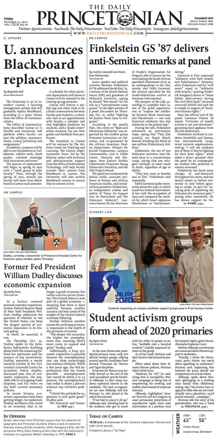 The Daily Princetonian: October 11, 2019 by The Daily Princetonian - Issuu