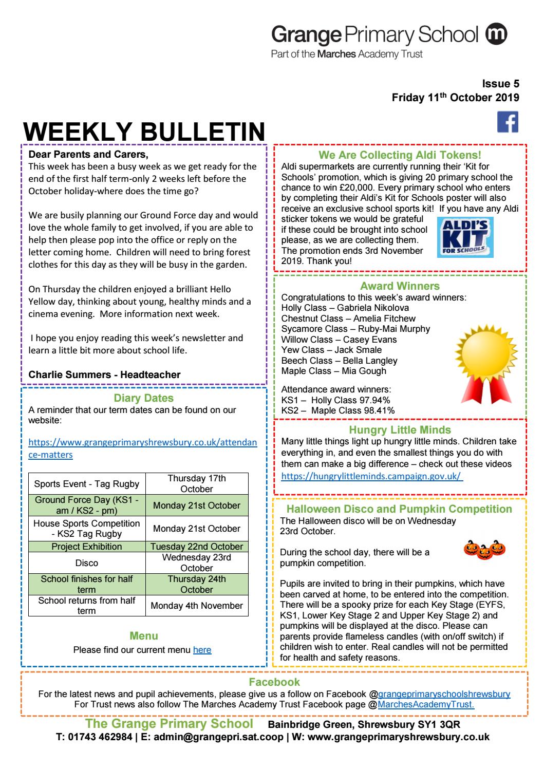 The Grange Primary School Weekly Bulletin_111019 by Marches Academy ...