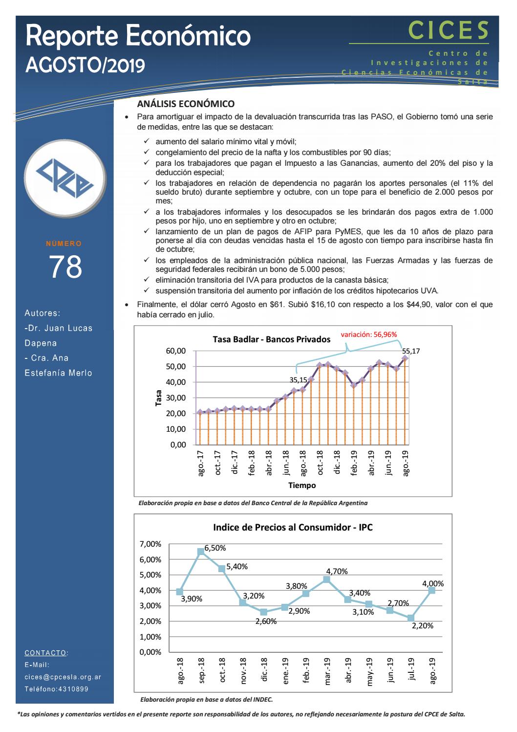 Reporte_Economico_Agosto_2019 by Auxiliar Sistemas Web - Issuu