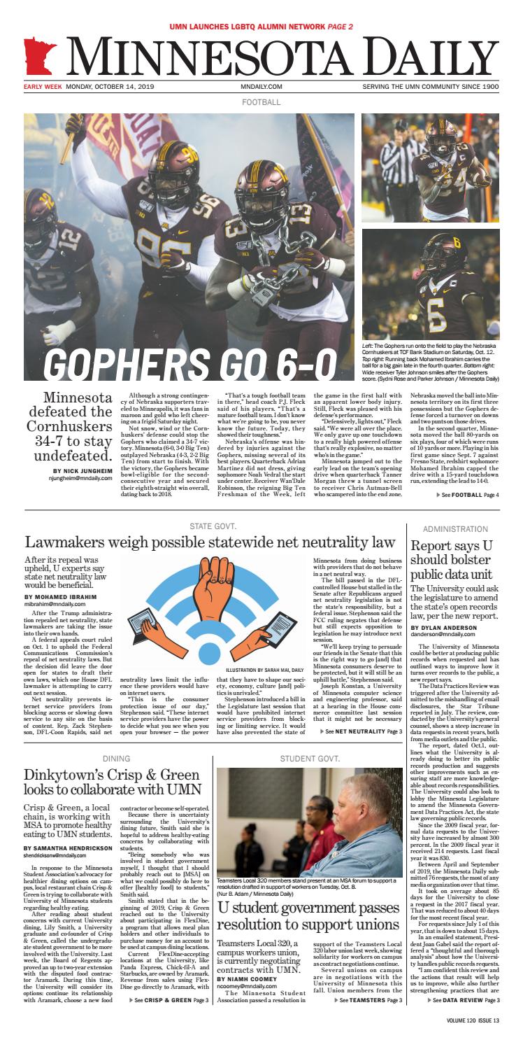 October 14, 2019 by The Minnesota Daily - Issuu