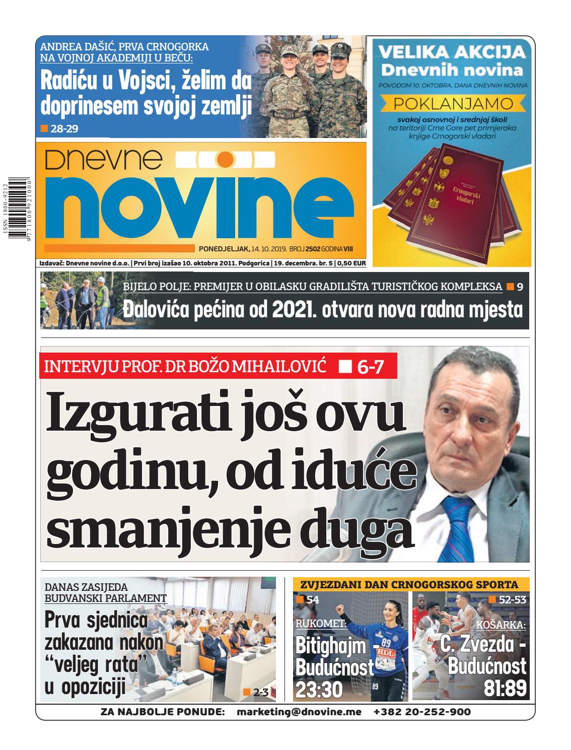 Dnevne novine 14. oktobar 2019. by Dnevne Novine - Issuu