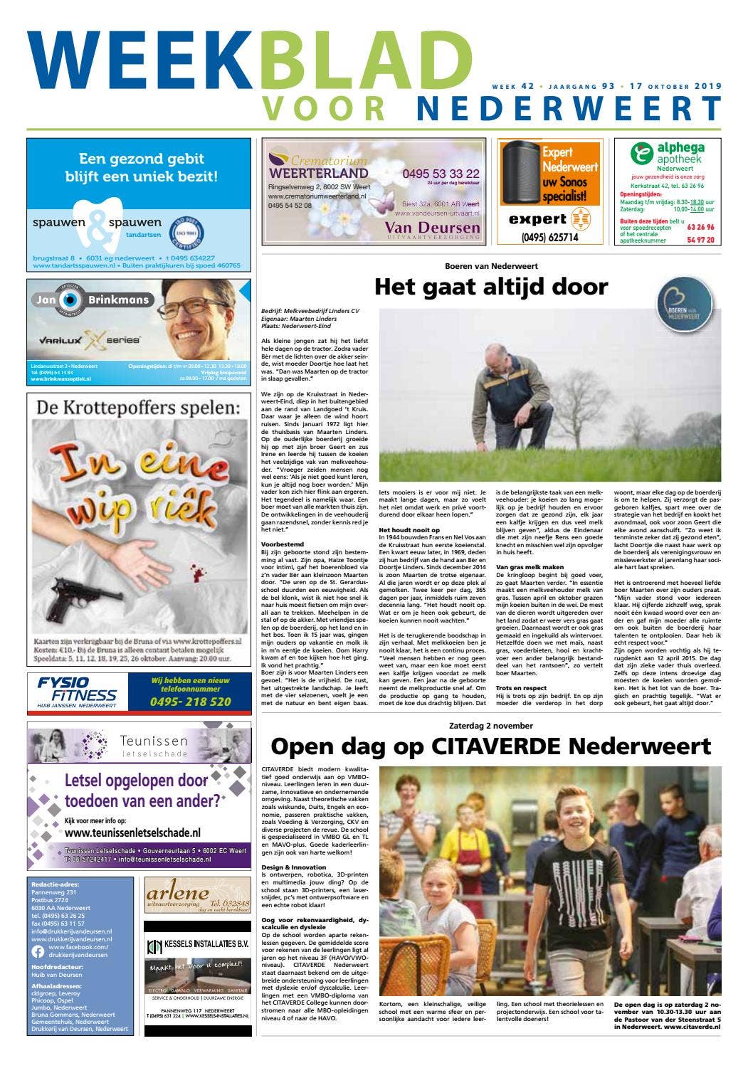 Week 42 2019 by Weekblad Nederweert - Issuu