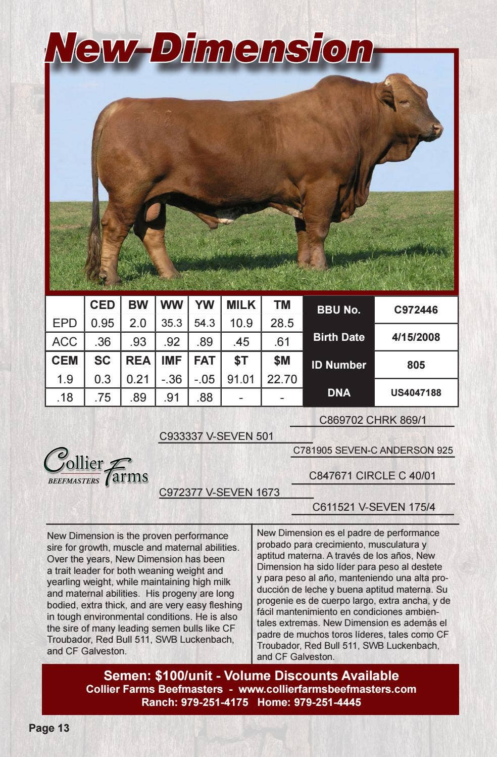 Beefmaster International Semen and Embryo Directory - el Directorio ...